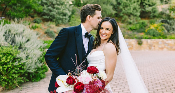 Fall wedding with romantic shades of red and pink | Georgia & Thomas ...